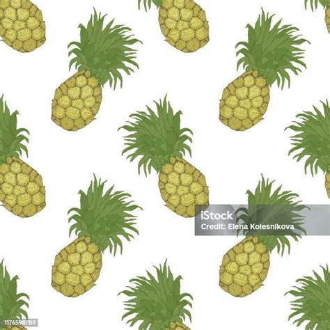 원활한 패턴 손으로 그린 파인애플 벡터 일러스트와 끝없는 템플릿 0명에 대한 스톡 벡터 아트 및 기타 이미지 0명 건강한 생활방식 건강한 식생활 Istock