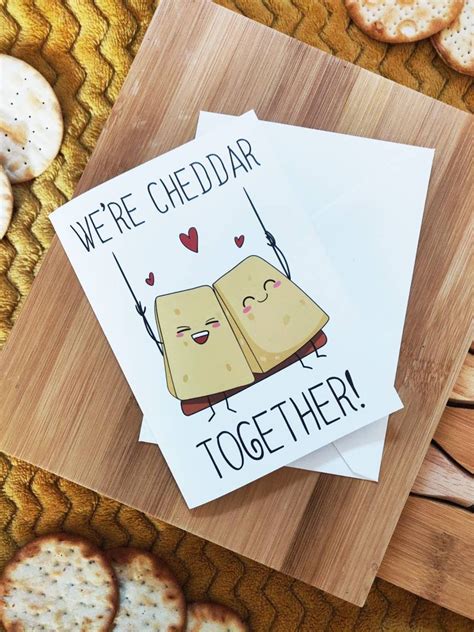 Were Cheddar Together Greeting Card Valentines Card Etsy