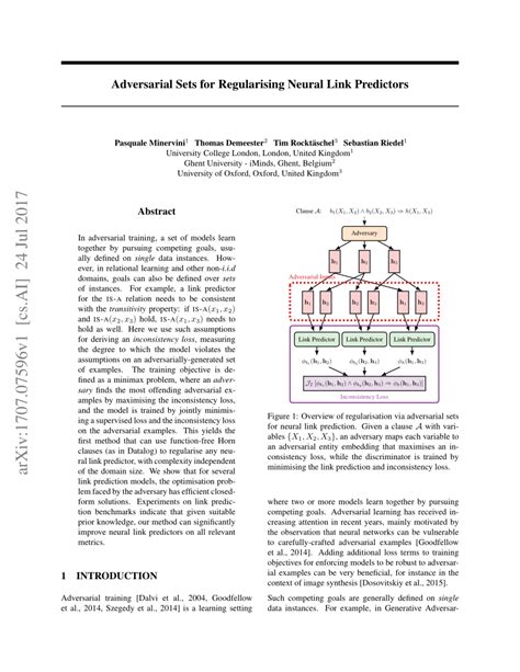 Pdf Adversarial Sets For Regularising Neural Link Predictors
