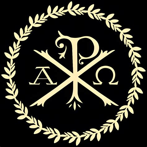 Chi Rho Christianity Catholic Alpha Omega Latin Black Background Wreath Simple Background