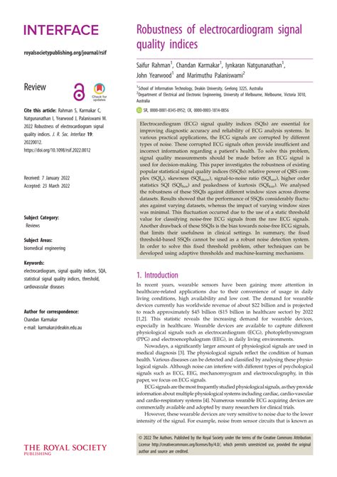 Pdf Robustness Of Electrocardiogram Signal Quality Indices