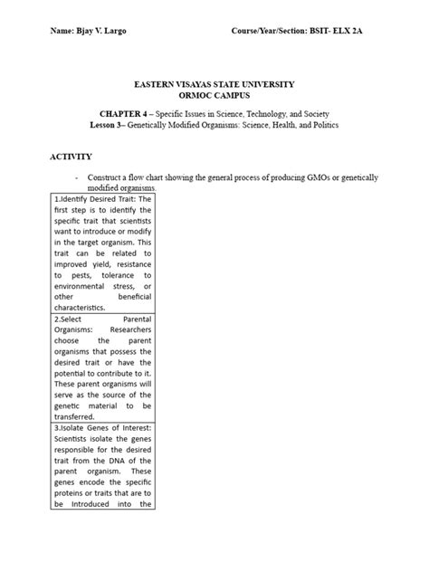 Chapter 4 Lesson 3 Pdf Genetically Modified Organism Gene