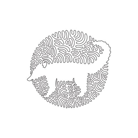 Continuous Curve One Line Drawing Of Standing Coati Abstract Art In Circle Single Line Editable