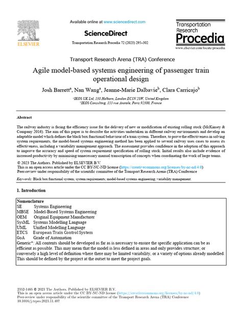 Agile Model Based Systems Engineering Of Passenger2023transportation