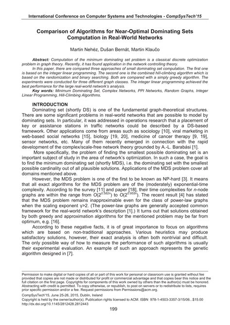 pdf comparison of algorithms for near optimal dominating sets