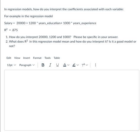 Solved In Regression Models How Do You Interpret The Chegg
