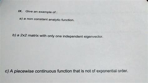 solved give an example of a a non constant analytic