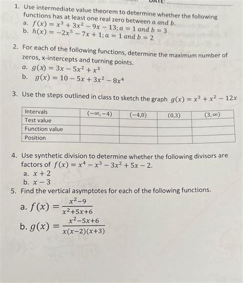 Solved 1 Use Intermediate Value Theorem To Determine