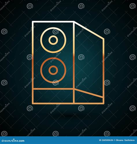 Gold Line Case Of Computer Icon Isolated On Dark Blue Background Computer Server Workstation