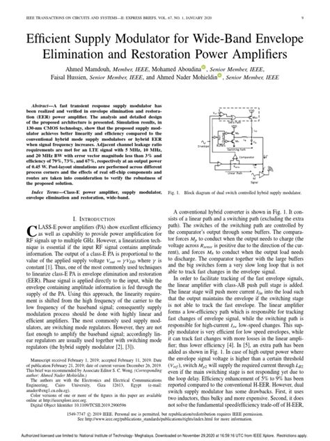Efficient Supply Modulator For Wide Band Envelope Elimination And Restoration Power Amplifiers