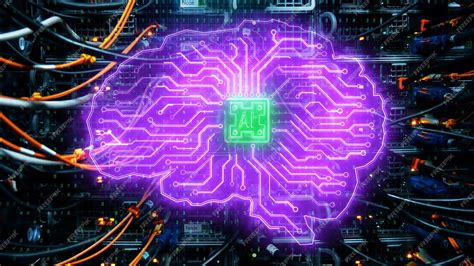 Premium Photo Abstract Neon Circuit Brain Backdrop Artificial Intelligence And Future Concept