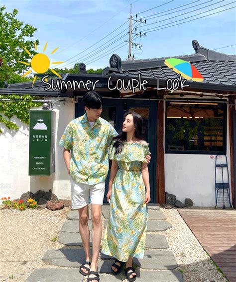 최저가🔥 하와이안 커플룩 휴양지 커플시밀러룩 원피스 셔츠 신혼여행 여름휴가룩 바캉스룩 오프숄더원피스 에이블리