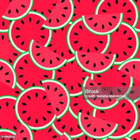수 박 완벽 한 패턴입니다 멜론 조각과 반복된 배경입니다 벡터 일러스트입니다 신선한 질감 유치 여성 옷 여름 육즙 계절 디자인 포장지 인쇄 합니다 밝은 색상 0명에 대한