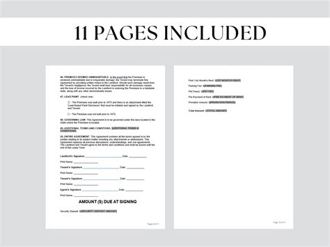 Basic Rental Agreement Template Printable Landlord Forms Editable Lease