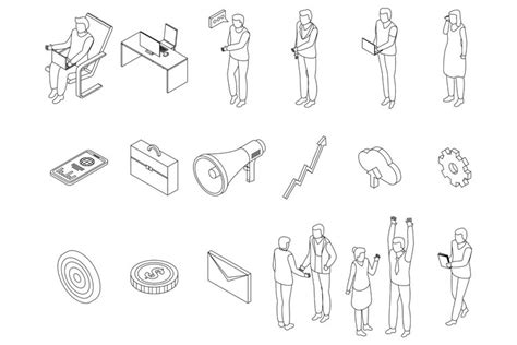 Outsource Icons Set Vector Outline