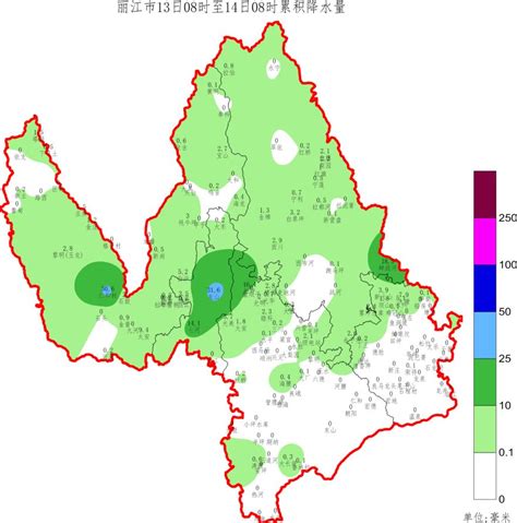 昨天到今晨玉龙县古城区部分地区降大雨 全市