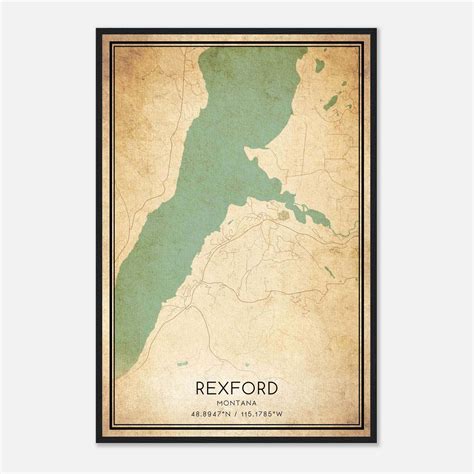 Vintage Rexford Montana Map Poster Rexford Mt City Road Wall Art Print Vintage Rexford Montana Map Poster Rexford Mt City Road Wall Art Print
