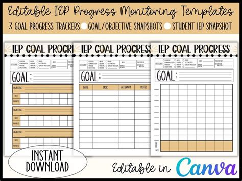 IEP Goal Progress Monitoring Editable Iep Goal Tracking Templates Printable Data Tracker
