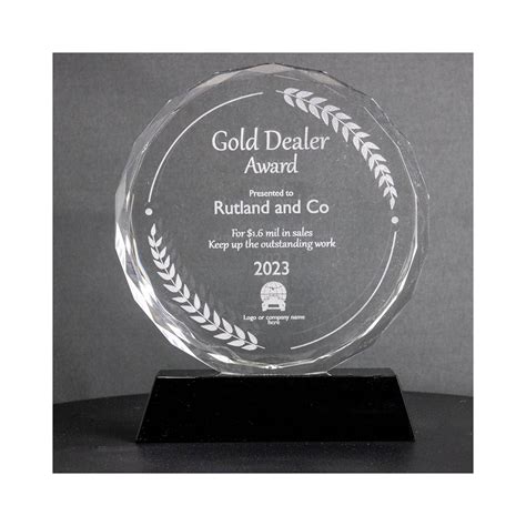 Ravanox Personalized Round Facet Crystal Award Custom Engraved Glass