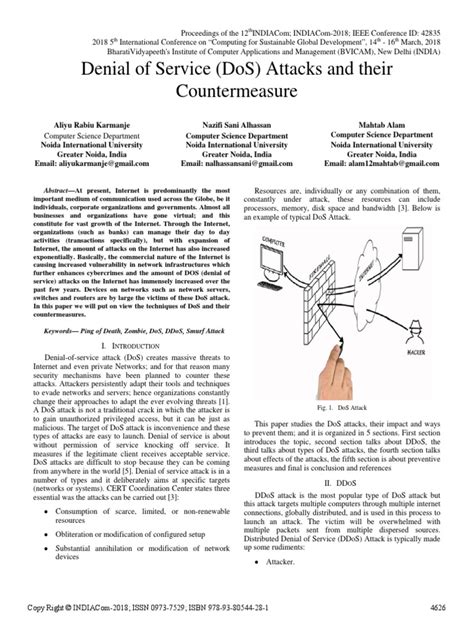 Denial Of Service Dos Attacks And Their Pdf Pdf Denial Of Service Attack Transmission