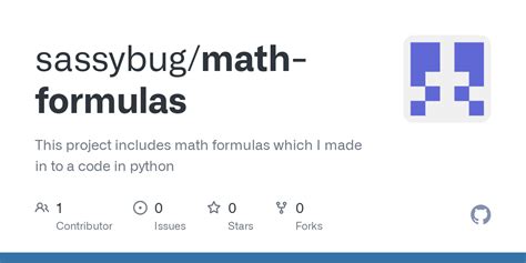 Github Sassybugmath Formulas This Project Includes Math Formulas