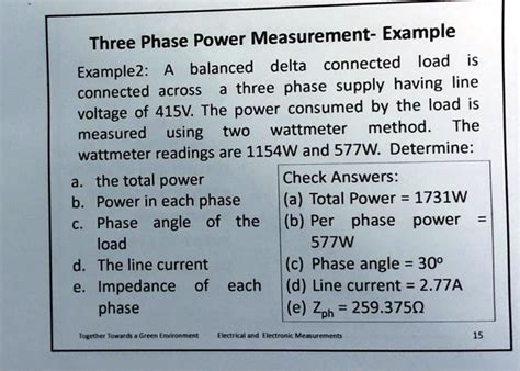 SOLVED Three Phase Power Measurement Example Balanced Delta Connected Load Is Examplez