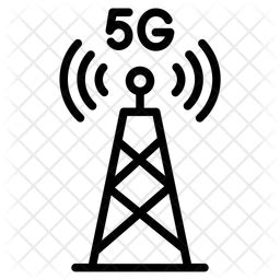 5G Network Tower Icon Download In Line Style