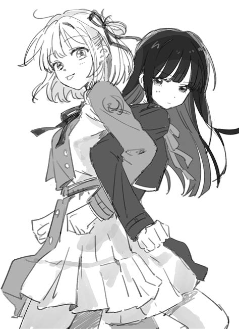 Nishikigi Chisato And Inoue Takina Lycoris Recoil Drawn By Mnmnnc