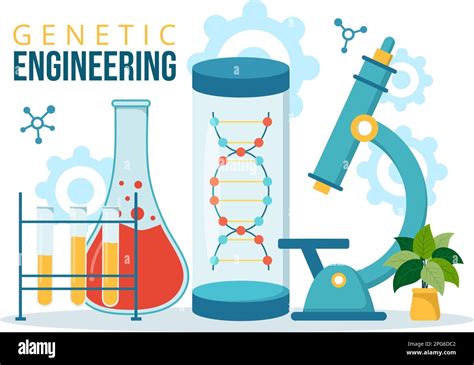 Genetic Engineering And Dna Modifications Illustration With Genetics Research Or Experiment
