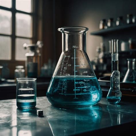 chemistry reaction in an erlenmeyer flask ai generative premium ai