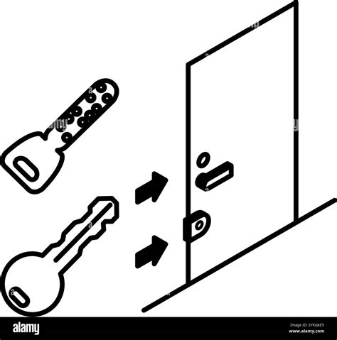 Double Locked Front Door Crime Prevention And Home Security Black And White Isometric Icon