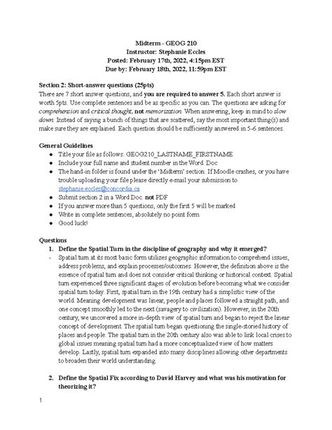 GEOG Midterm Midterm GEOG Instructor Stephanie Eccles Posted February Th