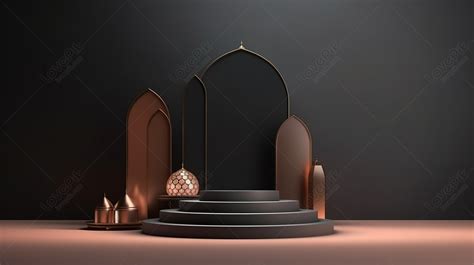 램프 조명으로 조명된 3d 이슬람 연단 3d 배경 연단 배경 라마단 배경 이미지 Hd 3d 연단 라마단 배경 사진 무료 다운로드 Lovepik