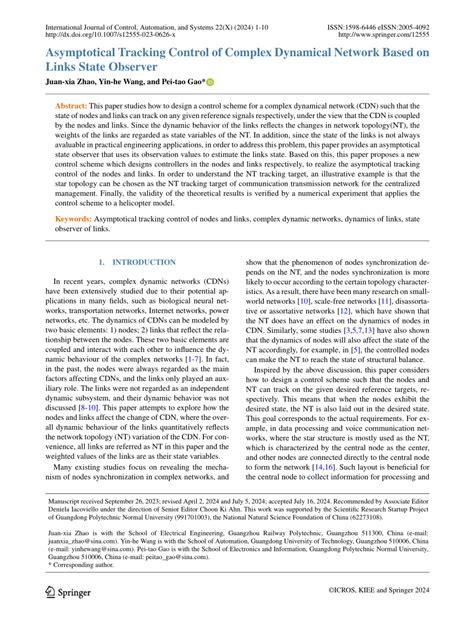 Pdf Asymptotical Tracking Control Of Complex Dynamical Network Based On Links State Observer