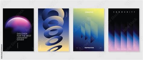 Abstract Gradient Background Vector Set Minimalist Style Cover Template With Vibrant