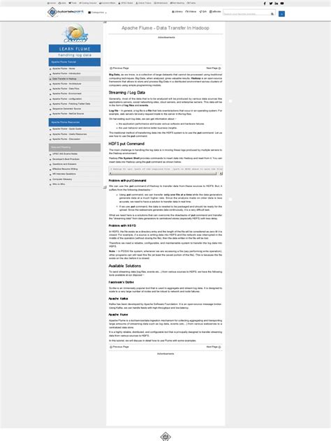 Apache Flume Data Transfer In Hadoop Tutorialspoint Pdf Apache