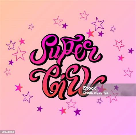 슈퍼 Girllettering입니다 옷에 대 한 텍스트입니다 아이 배지 태그 아이콘 영감을 인용 카드 초대 배너입니다 여성 서