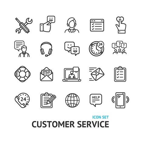 Premium Vector Customer Service Signs Black Thin Line Icon Set Vector