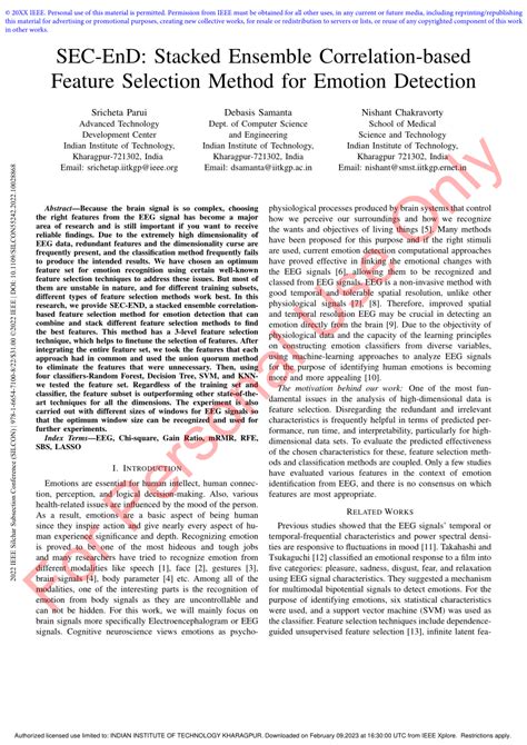 Pdf Sec End Stacked Ensemble Correlation Based Feature Selection Method For Emotion Detection