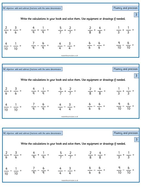 Year 3 Maths Fractions Free Resources Add And Subtract Fractions With The Same Denominator