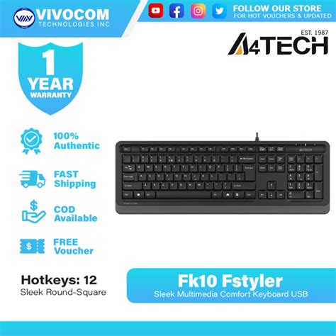 A4Tech FK10 Fstyler Sleek Multimedia Comfort Keyboard USB Keyboard Lazada PH