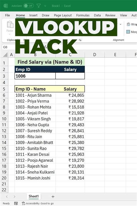 vlookup fx hack 🤯🎯🚀 excelhacks vlookup exceltips youtube