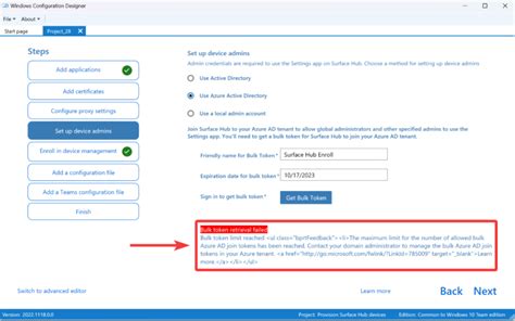 Resolve Azure Ad Bulk Token Retrieval Error In Windows Configuration Designer For Surface Hub