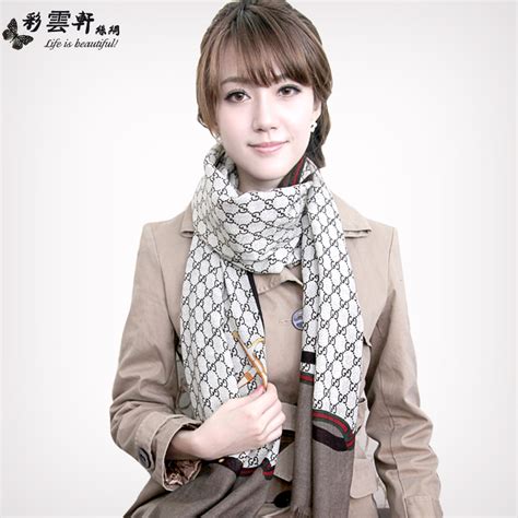 2013新款古奇 酷奇gucci正品丝绒超长丝巾韩版春秋时尚围巾女长巾 彩雲轩丝绸
