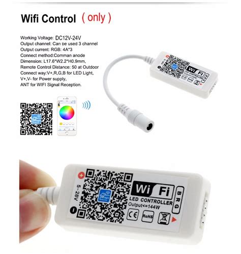 Dc5 24v Wifi Led Rgb Wireless Controller Rgbw Controller Ir Rf Remote Control Ios Android For