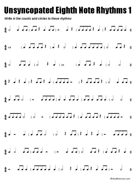 Unsyncopated Eighth Note Rhythms 1 Pdf