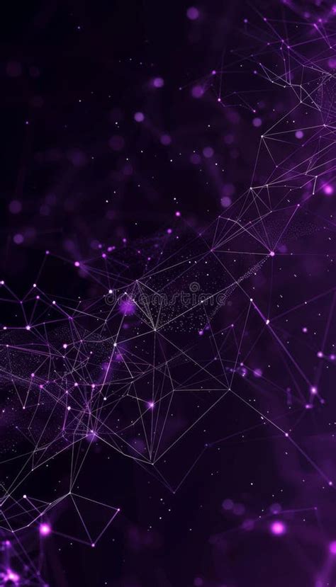 Abstract Background With Dark Purple Tones And Connecting Lines Forming Complex Patterns Stock