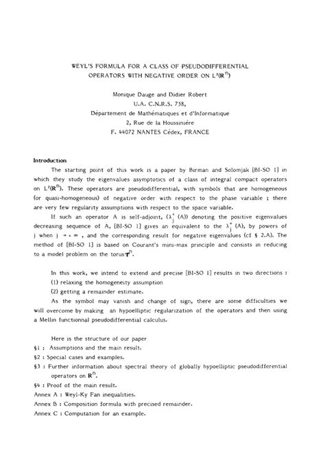 Pdf Weyls Formula For A Class Of Pseudodifferential Operators With Negative Order On L2n