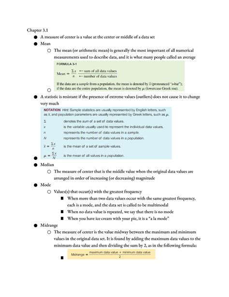 stats 300 chapter 3 lecture notes from mylab statistics pearson