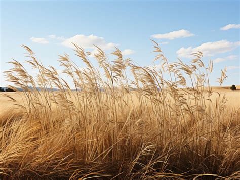 Premium Ai Image Prairies Grasses With Blue Sky View Grass On Wild